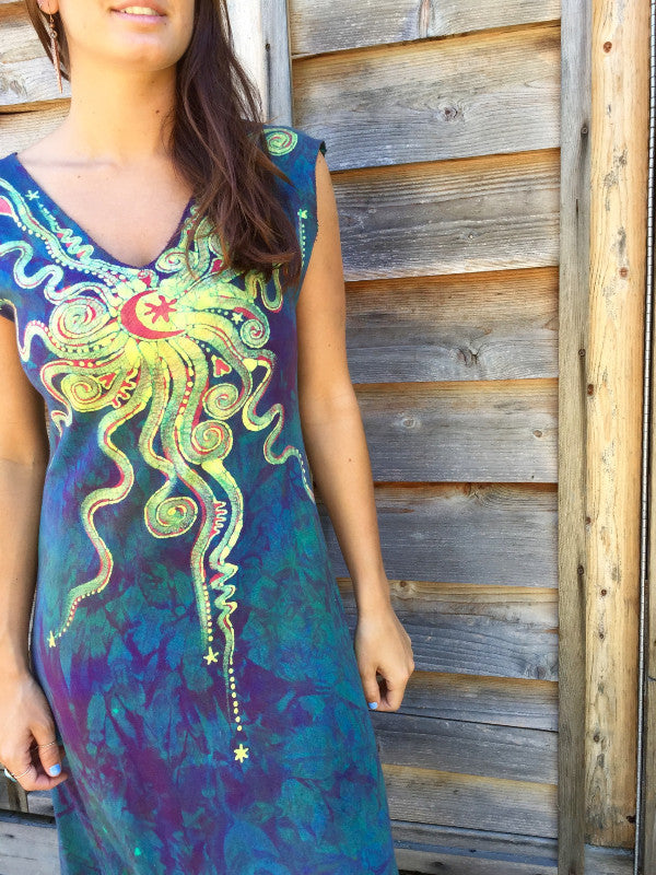 Sunrise Moon Star Organic Cotton Batik Dress – Batikwalla by Victoria