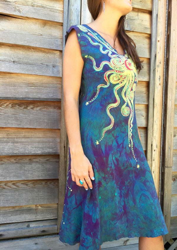 Sunrise Moon Star Organic Cotton Batik Dress – Batikwalla by Victoria