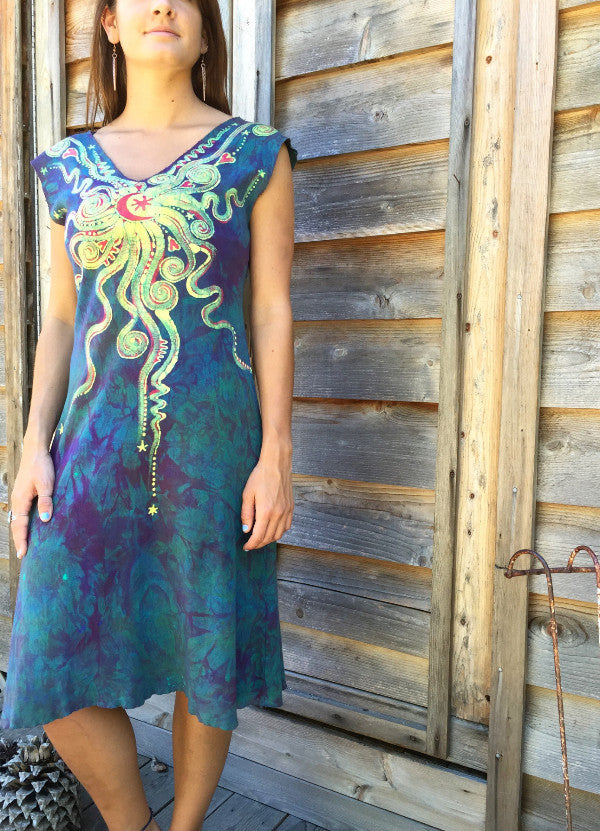 Sunrise Moon Star Organic Cotton Batik Dress – Batikwalla by Victoria