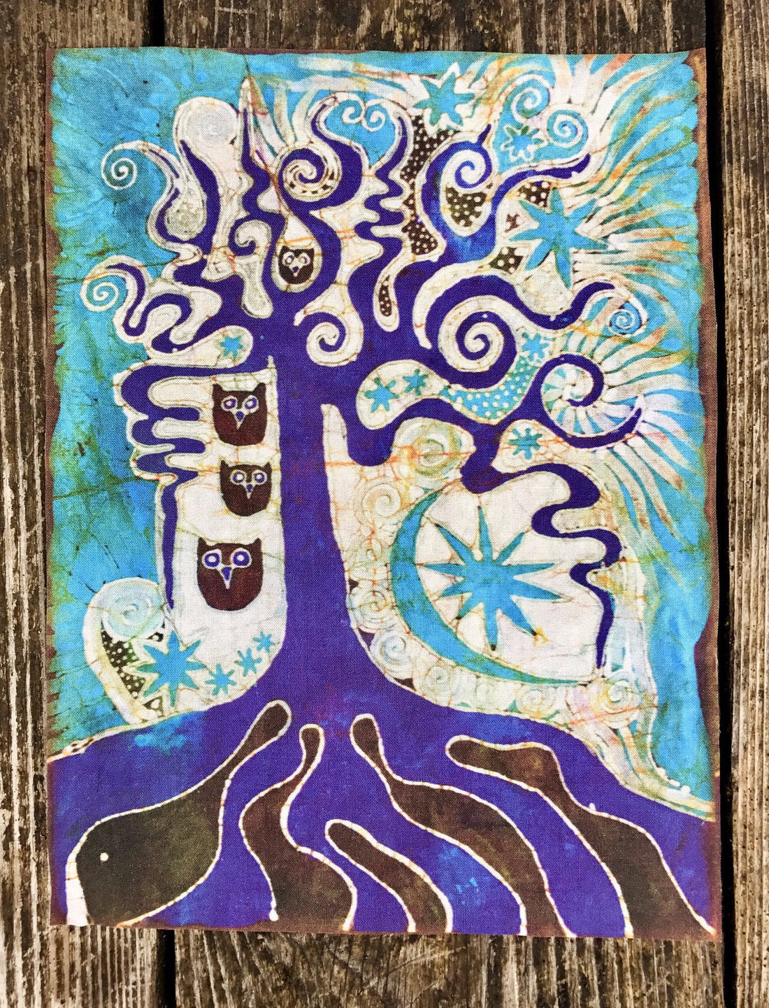 Purple Roots With Owls Batik Fabric Print – Batikwalla by Victoria